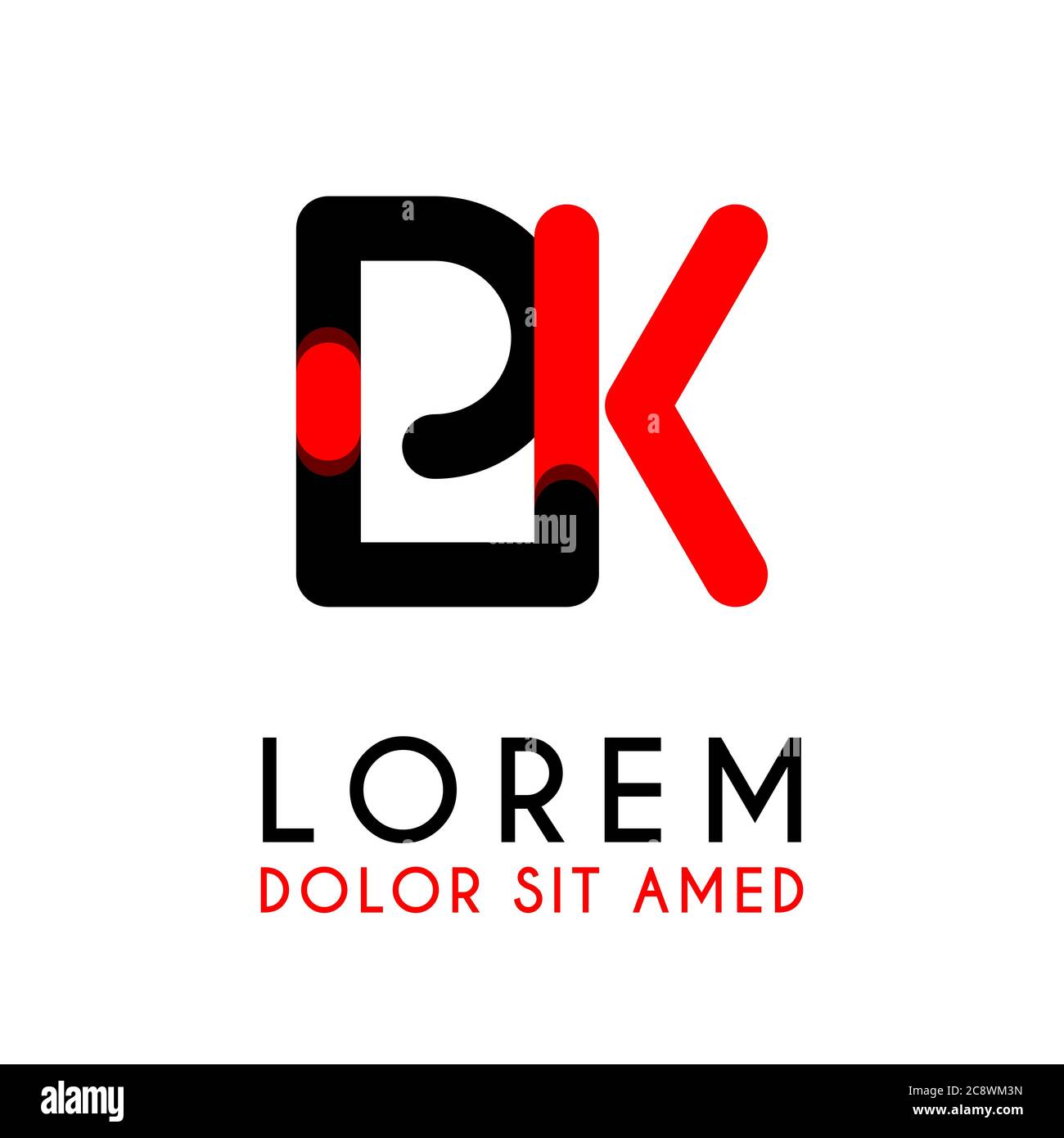 initial Letter PK with red Black and has rounded corners Stock Vector ...