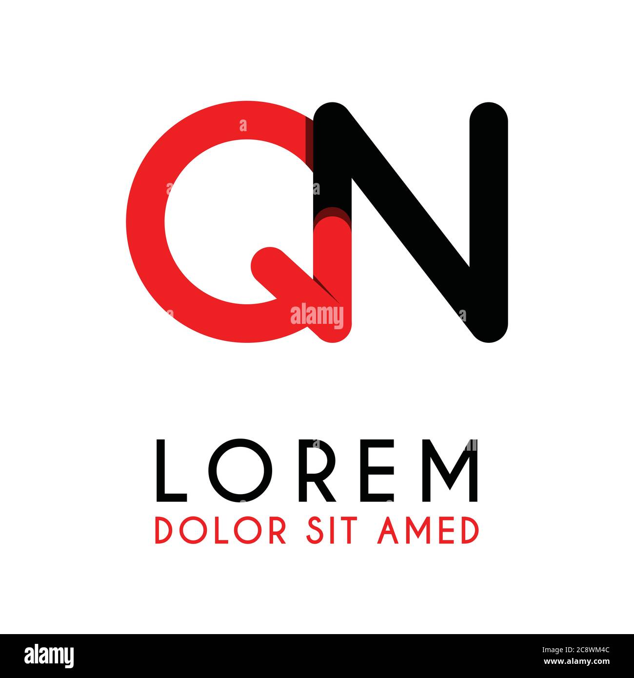 initial Letter QN with red Black and has rounded corners Stock Vector ...