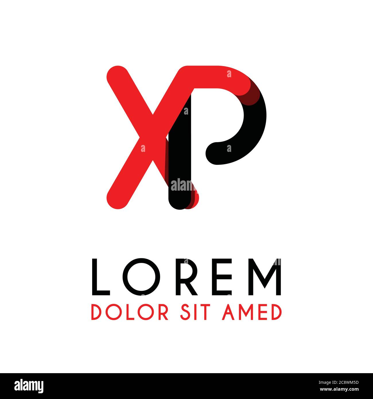 initial Letter XP with red Black and has rounded corners Stock Vector ...