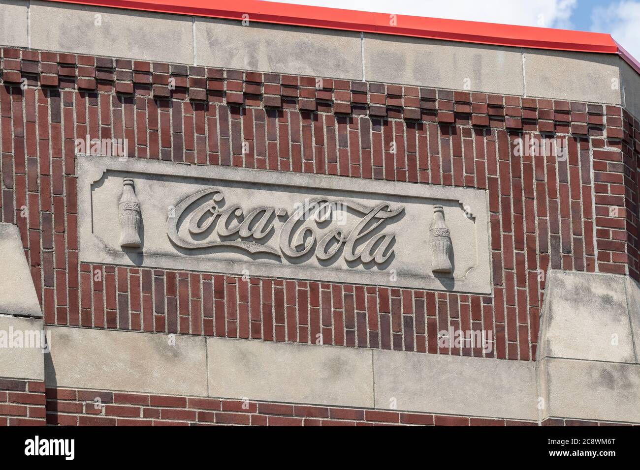Lima - Circa July 2020: Coca-Cola Vending location. Coke products are ...