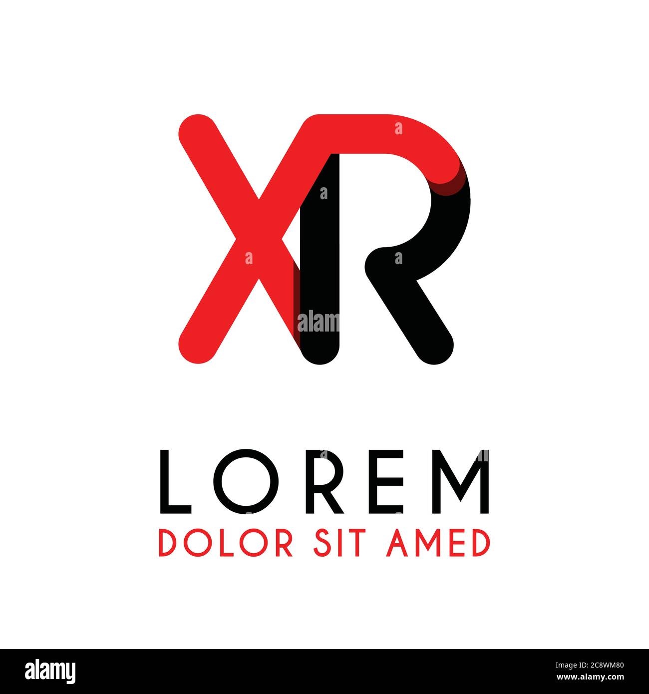 initial Letter XR with red Black and has rounded corners Stock Vector ...