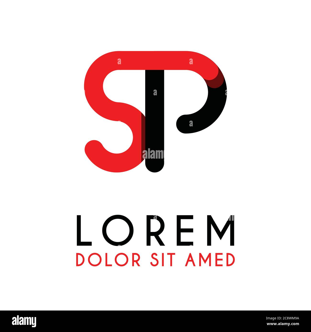 initial Letter SP with red Black and has rounded corners Stock Vector ...