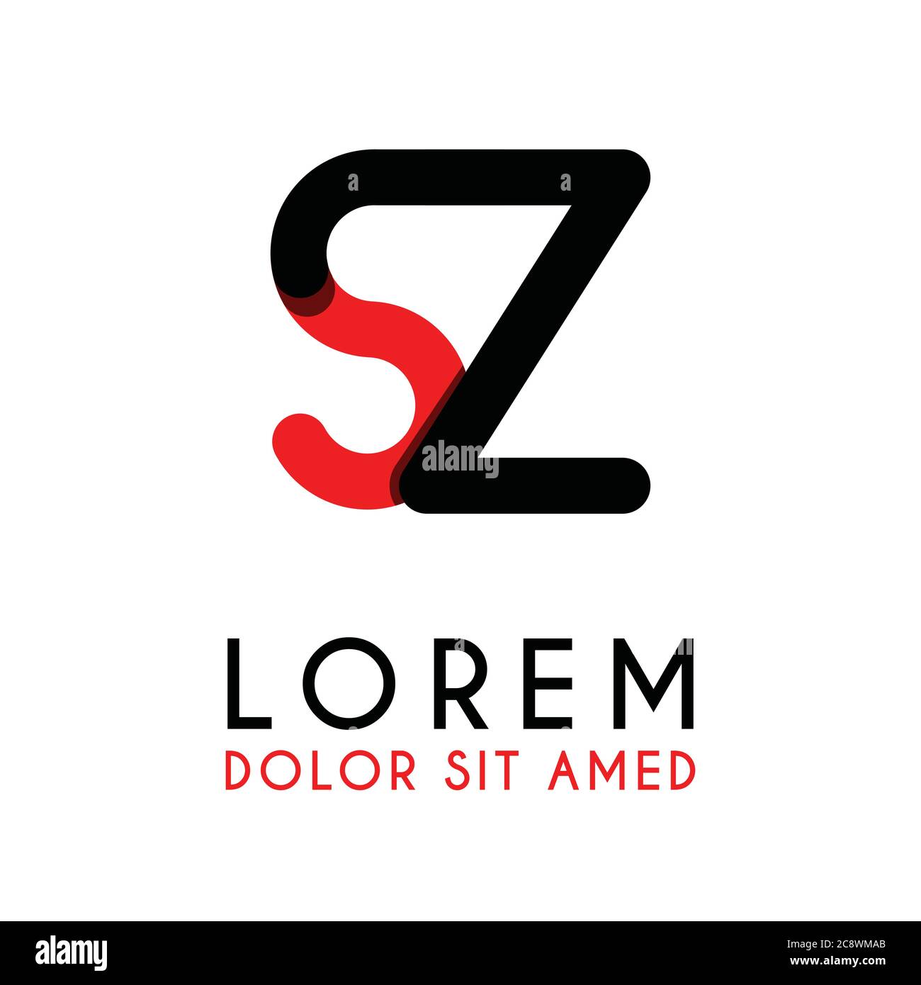 initial Letter SZ with red Black and has rounded corners Stock Vector ...