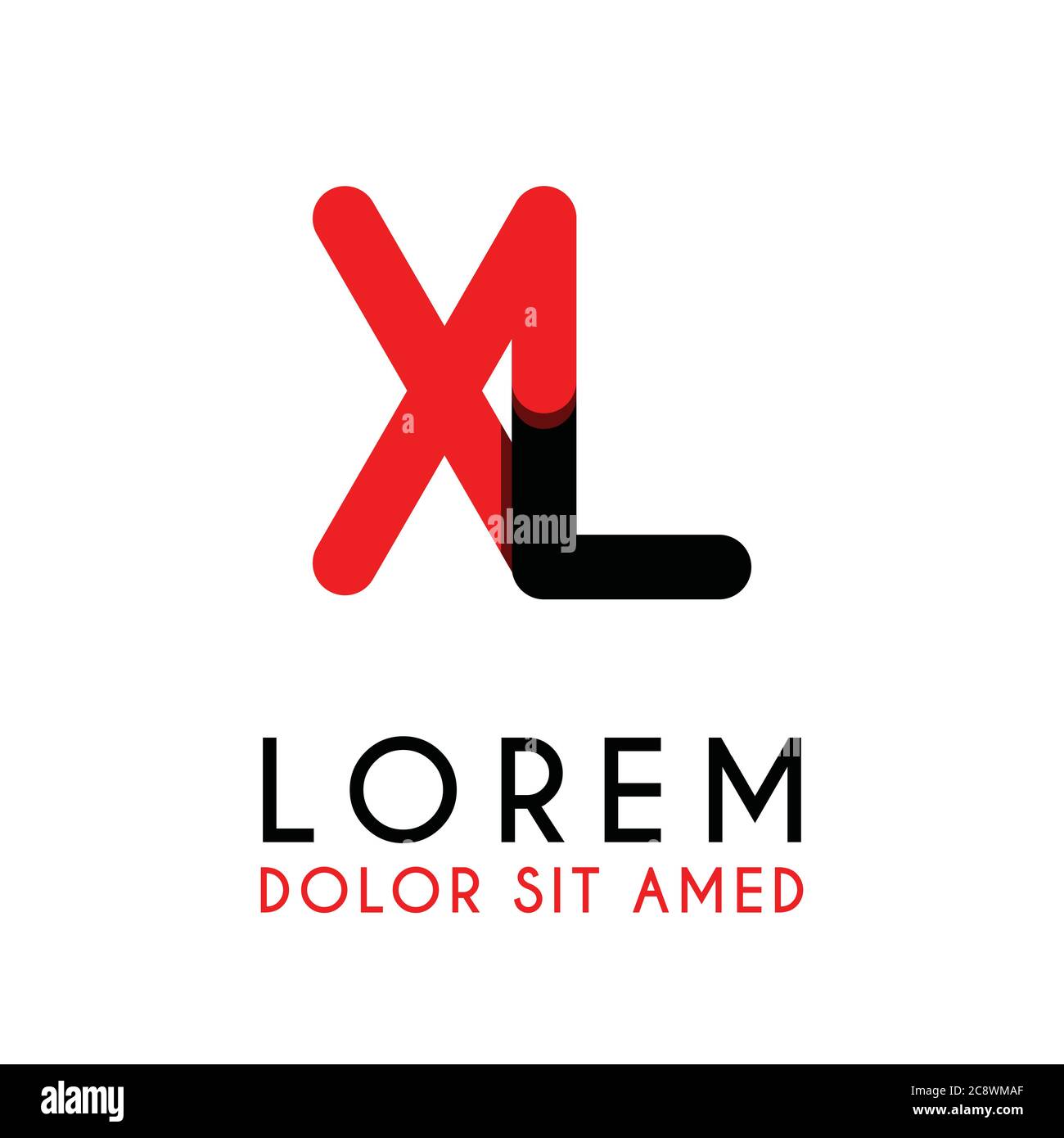 initial Letter XL with red Black and has rounded corners Stock Vector ...