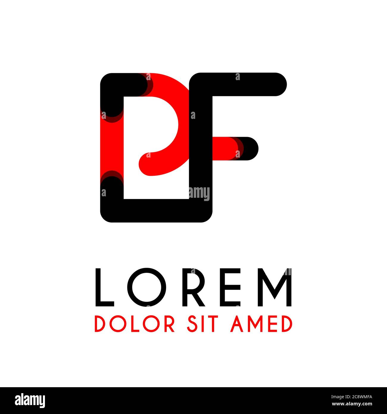 initial Letter PF with red Black and has rounded corners Stock Vector ...