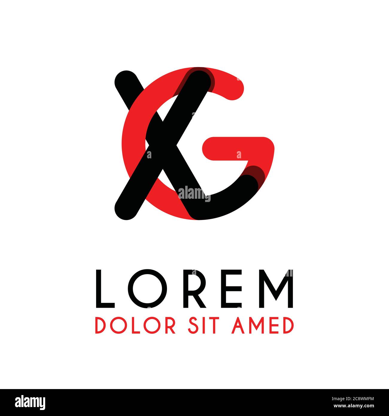 initial Letter XG with red Black and has rounded corners Stock Vector ...