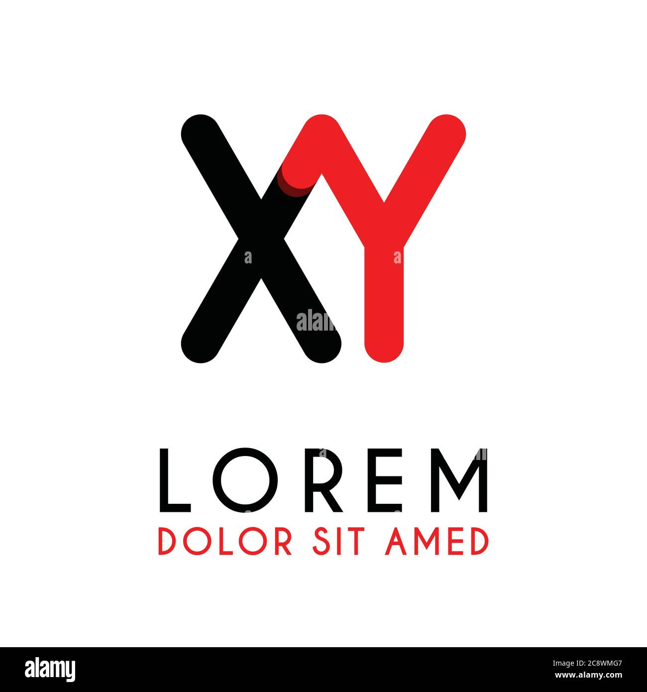initial Letter XY with red Black and has rounded corners Stock Vector ...