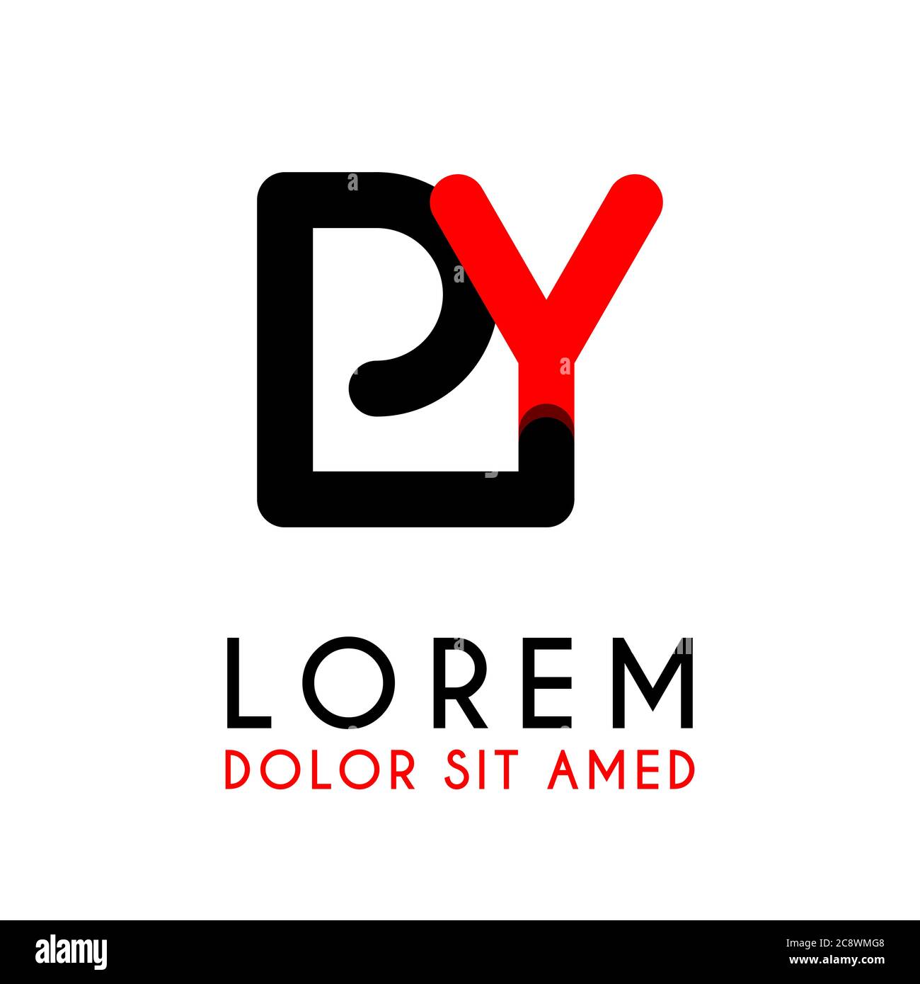 initial Letter PY with red Black and has rounded corners Stock Vector ...