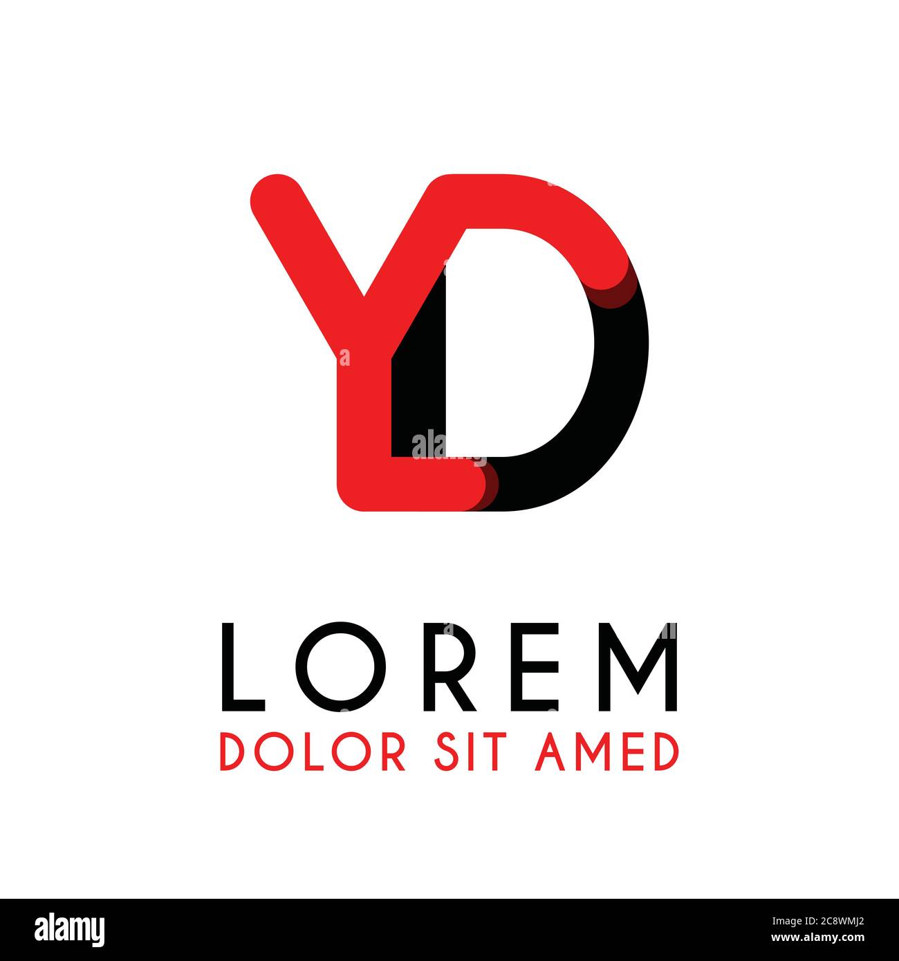 initial Letter YD with red Black and has rounded corners Stock Vector ...