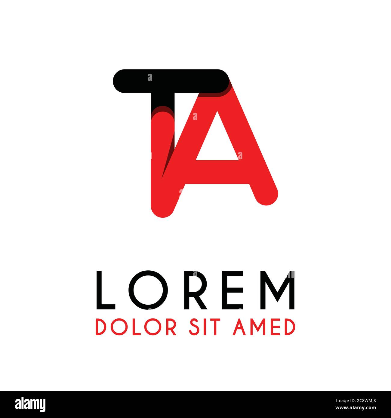 initial Letter TA with red Black and has rounded corners Stock Vector ...