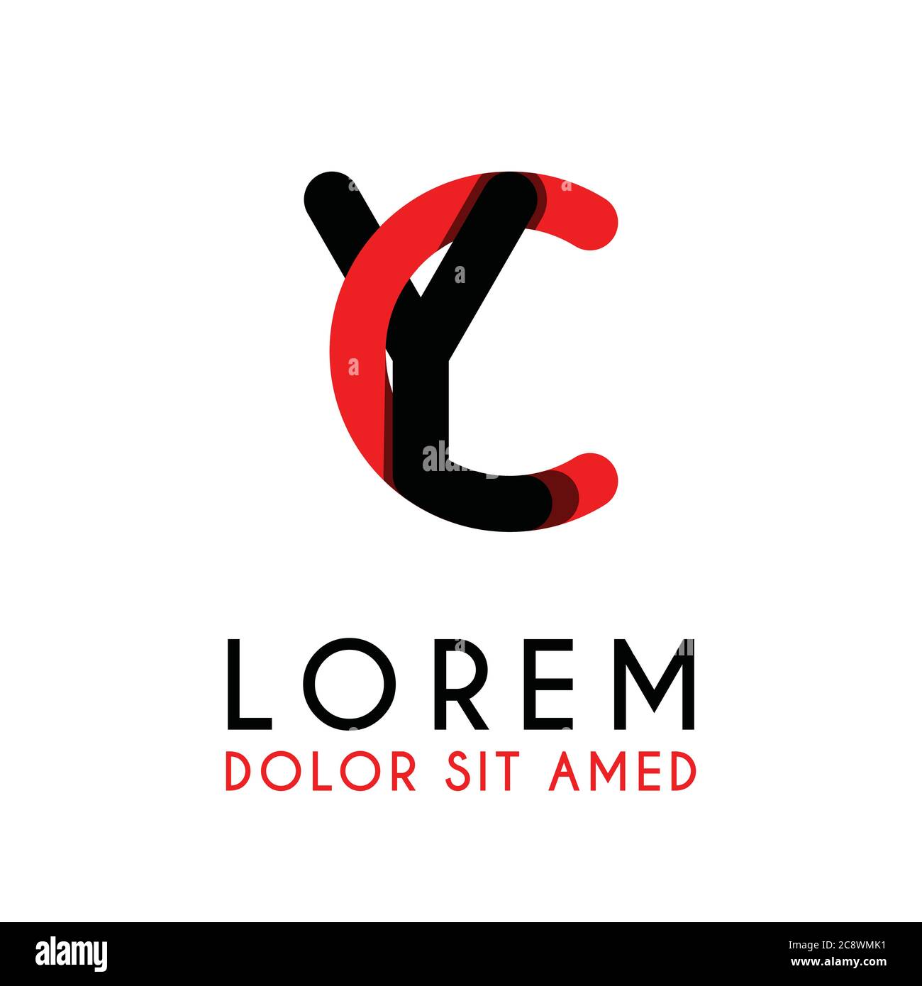 initial Letter YC with red Black and has rounded corners Stock Vector ...