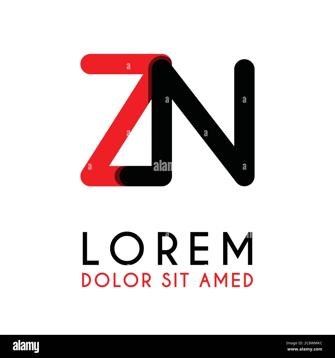 initial Letter ZN with red Black and has rounded corners Stock Vector Image & Art - Alamy