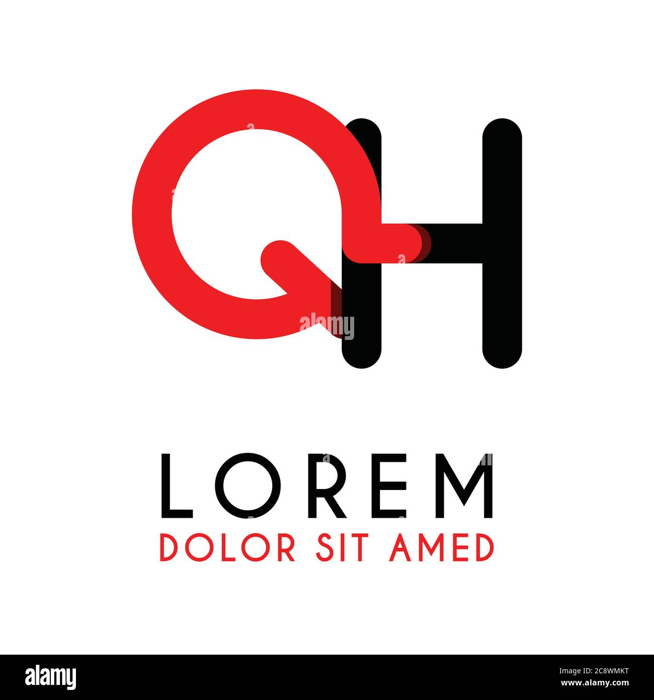 initial Letter QH with red Black and has rounded corners Stock Vector ...