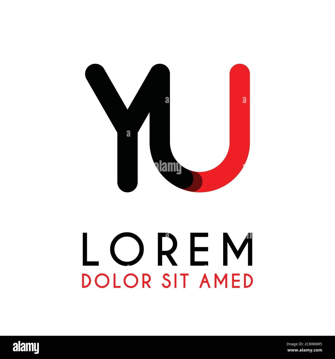 initial Letter YU with red Black and has rounded corners Stock Vector ...