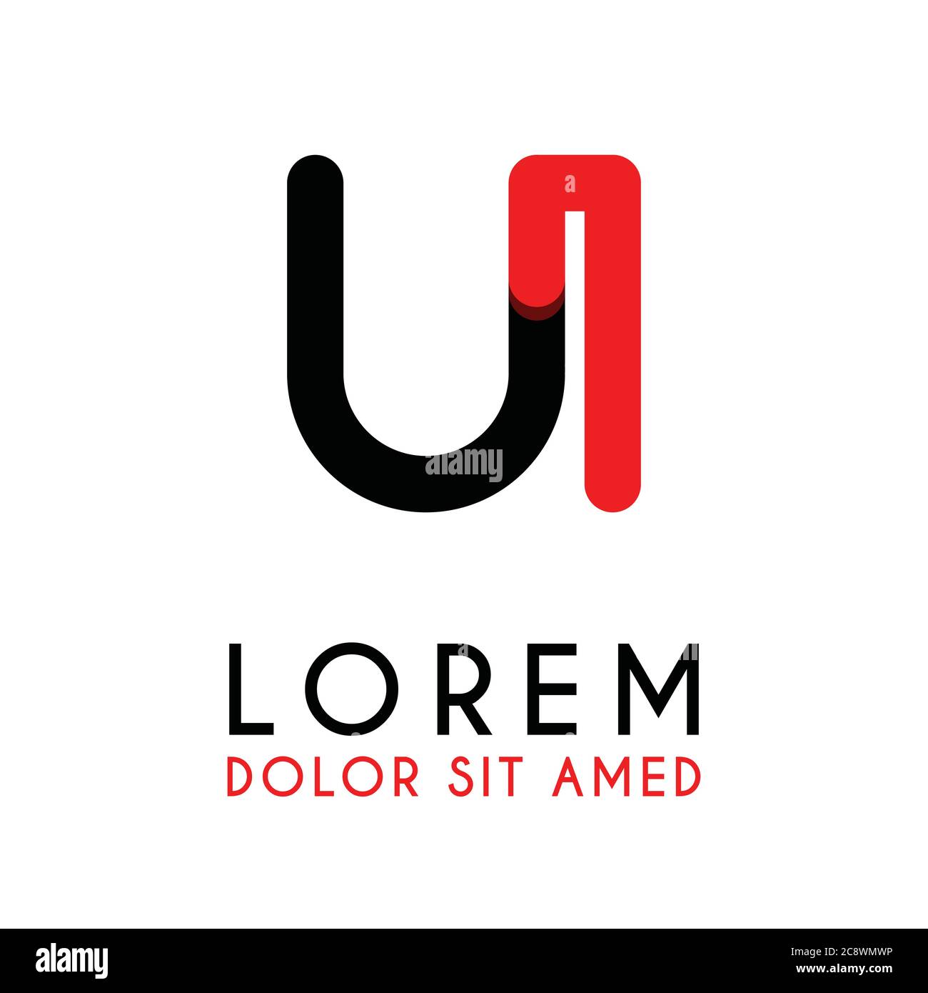 initial Letter UI with red Black and has rounded corners Stock Vector ...