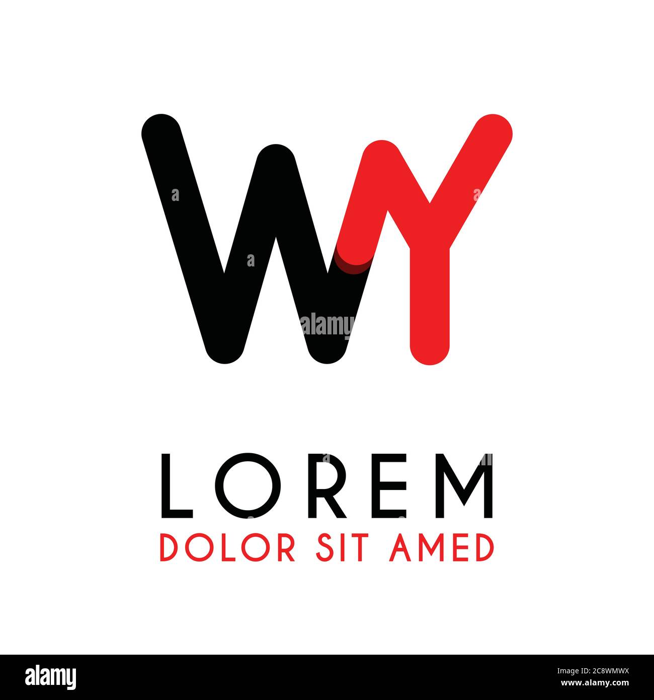 initial Letter WY with red Black and has rounded corners Stock Vector ...