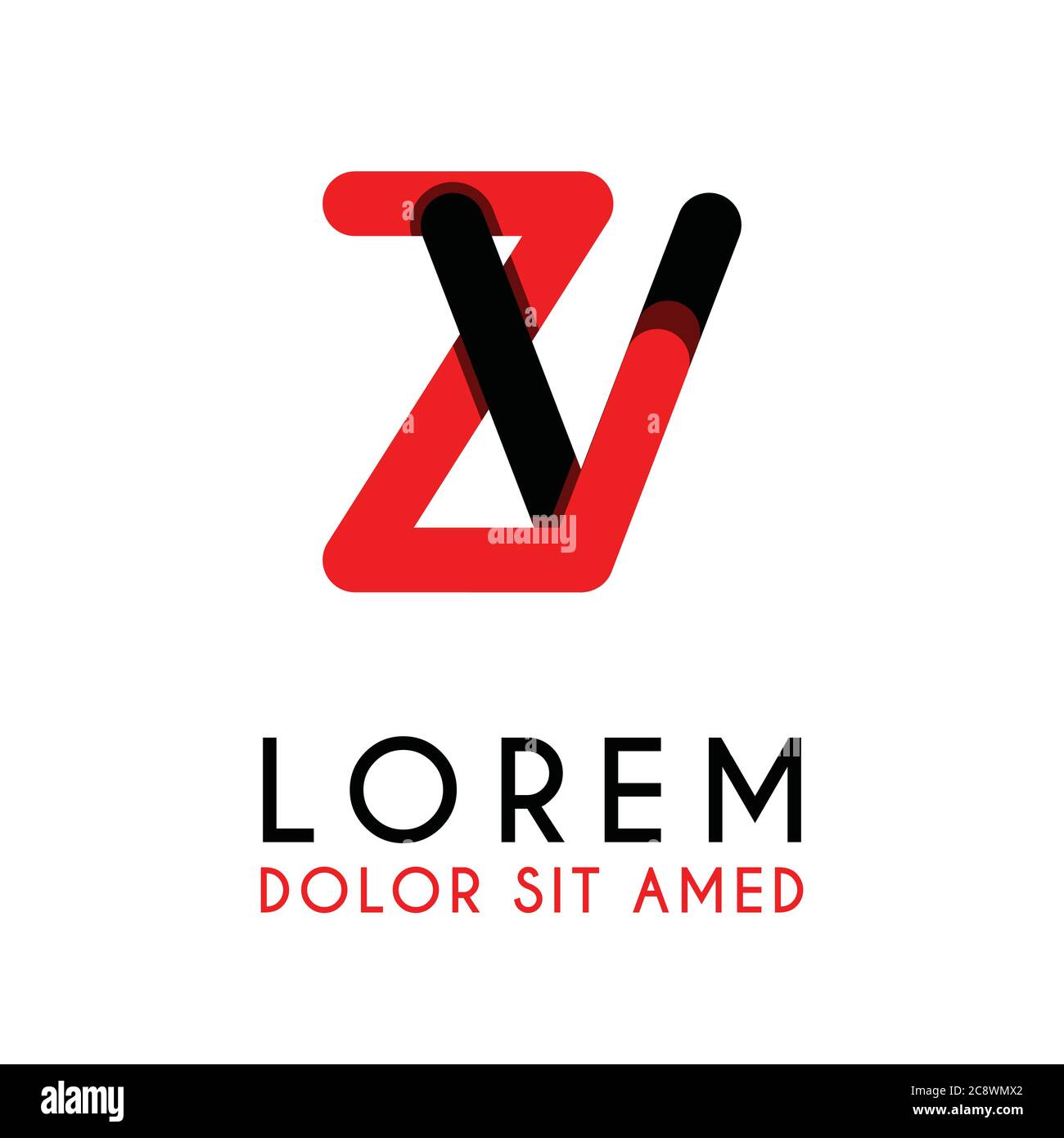 initial Letter ZV with red Black and has rounded corners Stock Vector ...