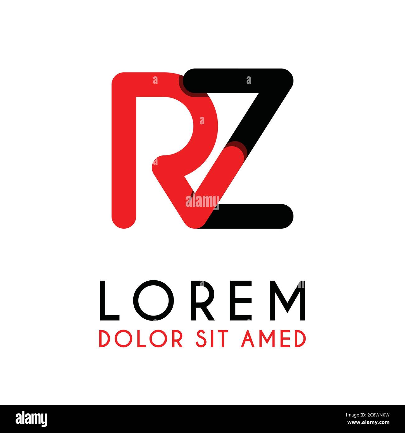 initial Letter RZ with red Black and has rounded corners Stock Vector ...