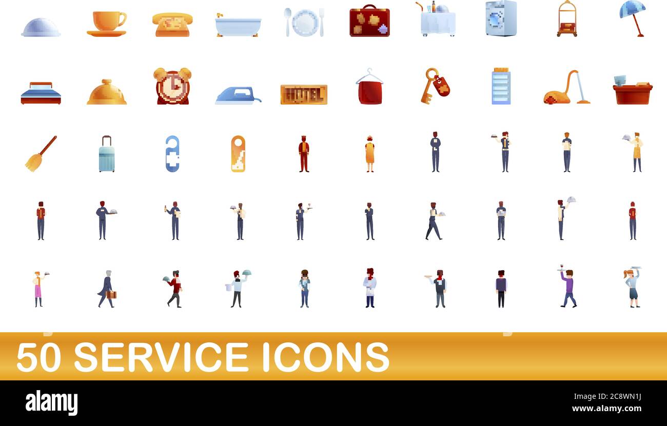 50 service icons set. Cartoon illustration of 50 service icons vector ...