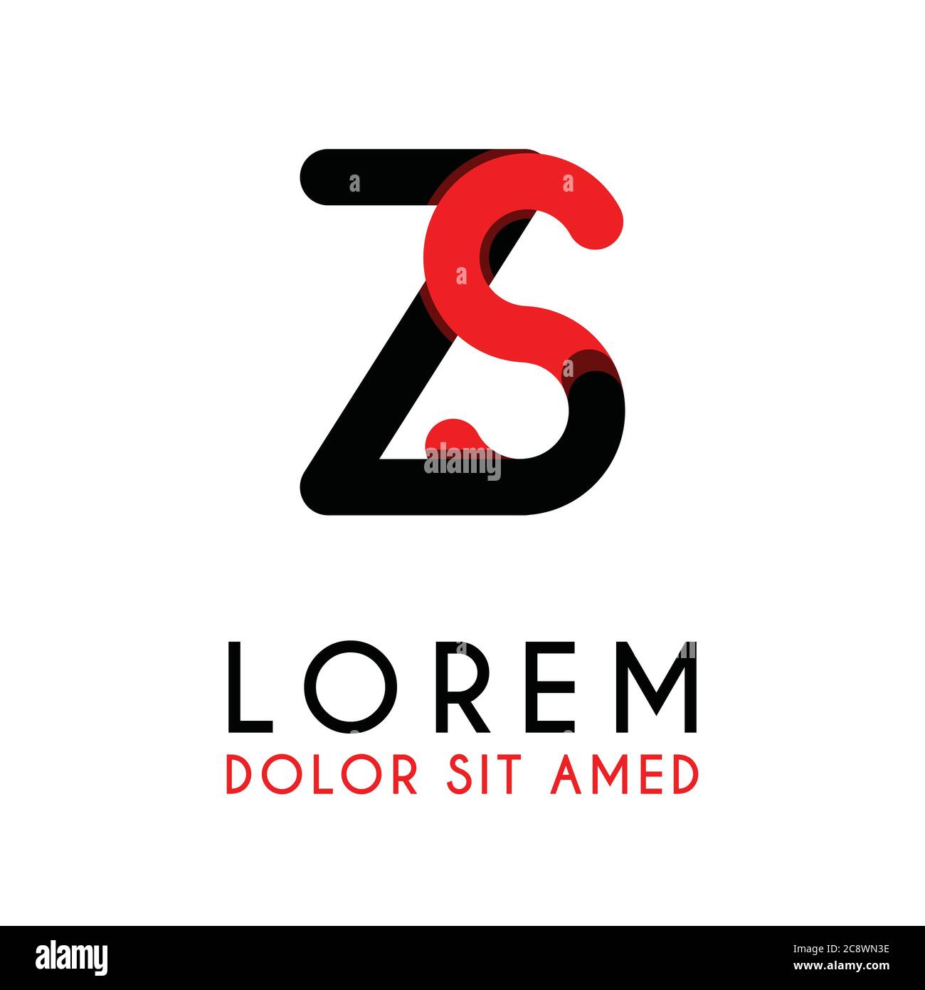 initial Letter ZS with red Black and has rounded corners Stock Vector ...