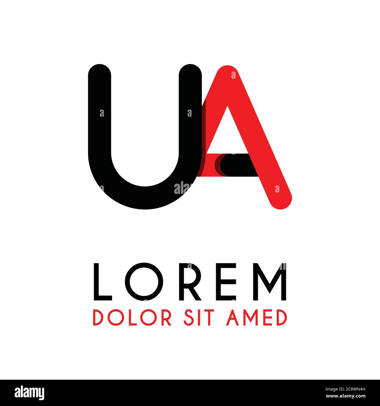 initial Letter UA with red Black and has rounded corners Stock Vector ...