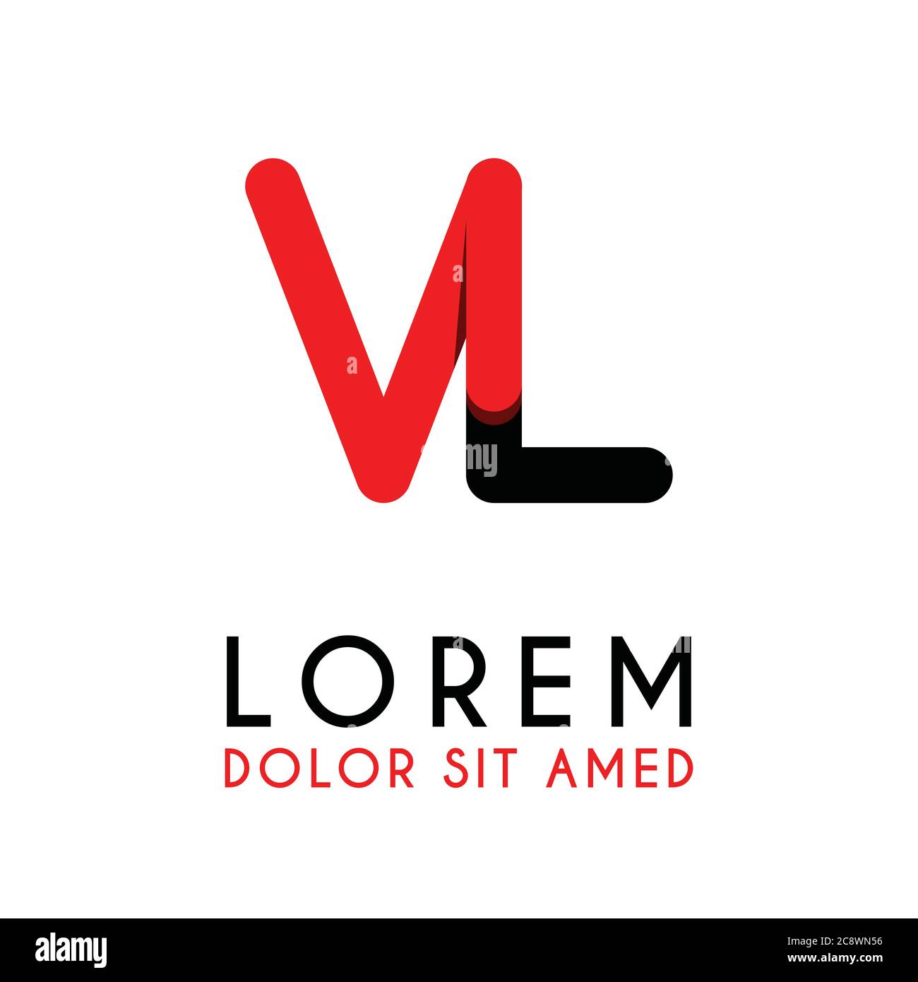 initial Letter VL with red Black and has rounded corners Stock Vector ...