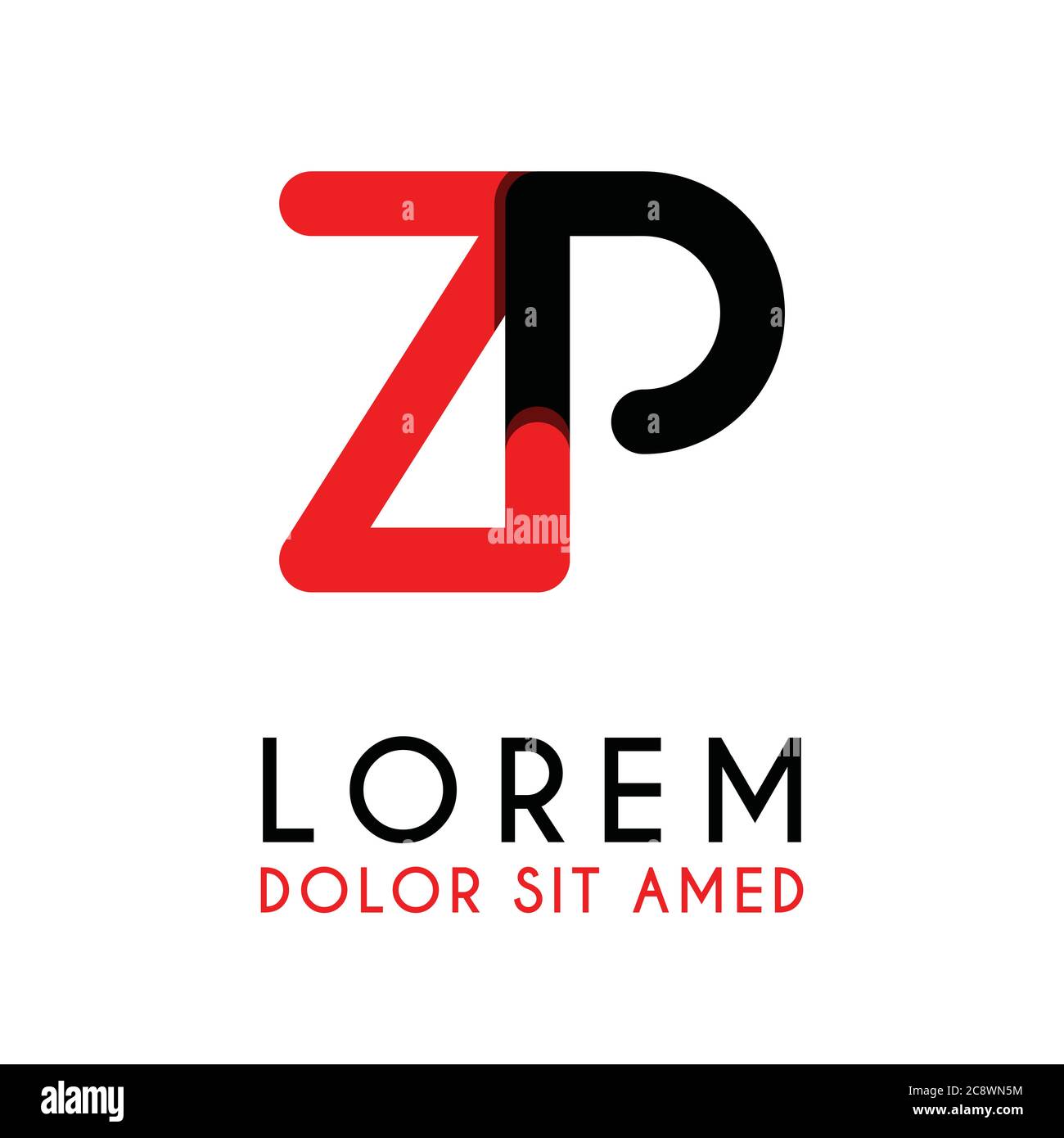 initial Letter ZP with red Black and has rounded corners Stock Vector ...