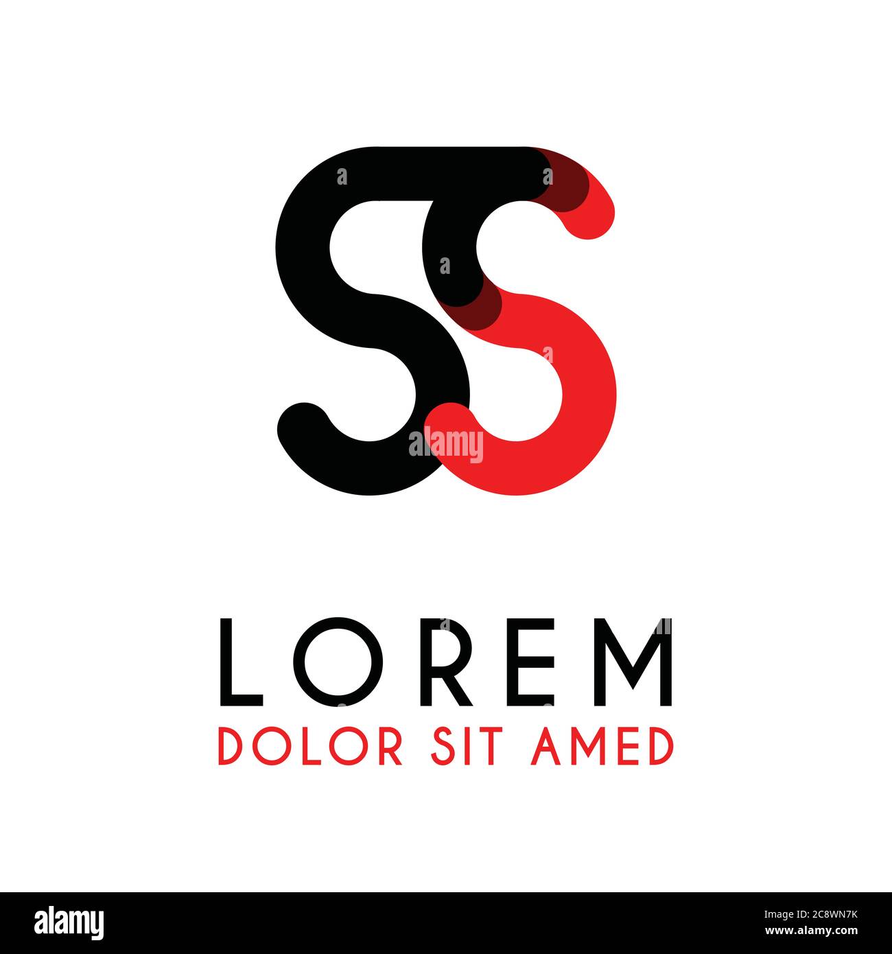 initial Letter SS with red Black and has rounded corners Stock Vector ...