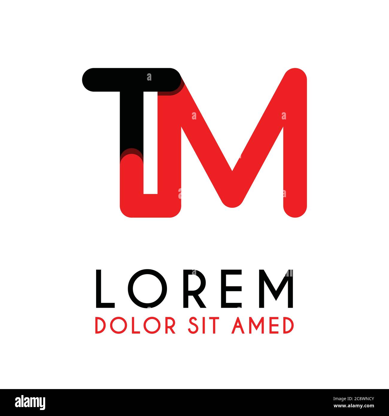 initial Letter TM with red Black and has rounded corners Stock Vector ...