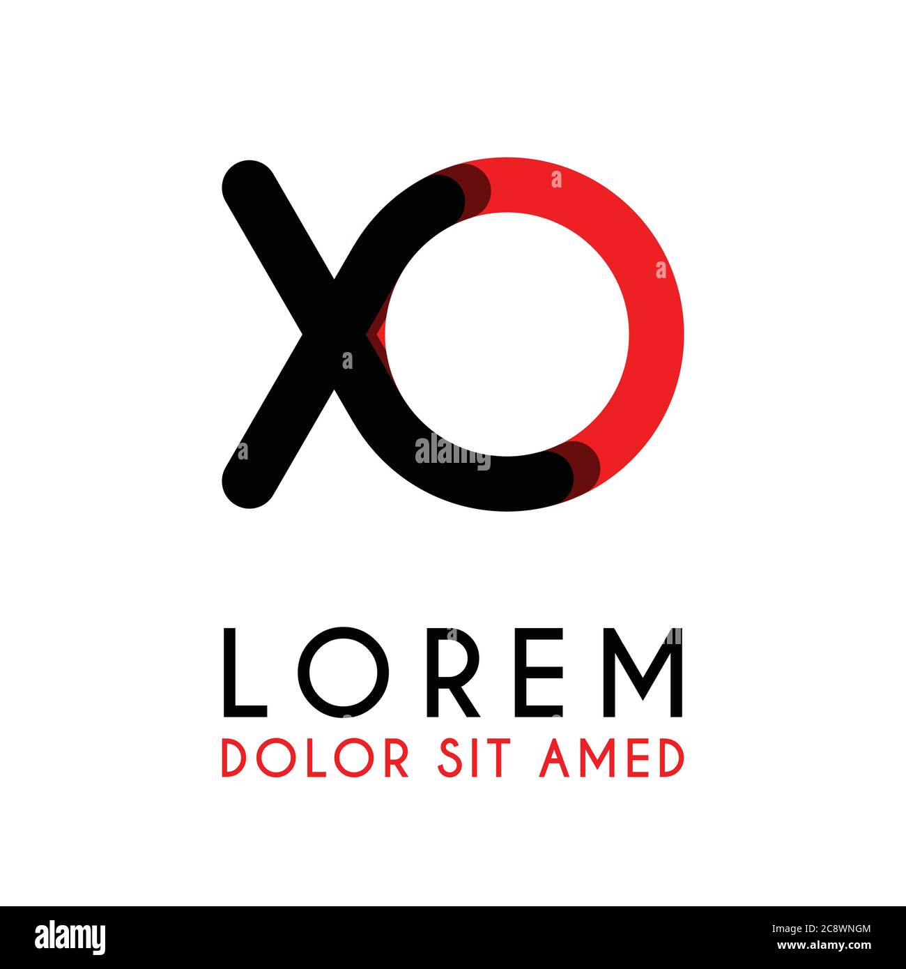 initial Letter XO with red Black and has rounded corners Stock Vector ...