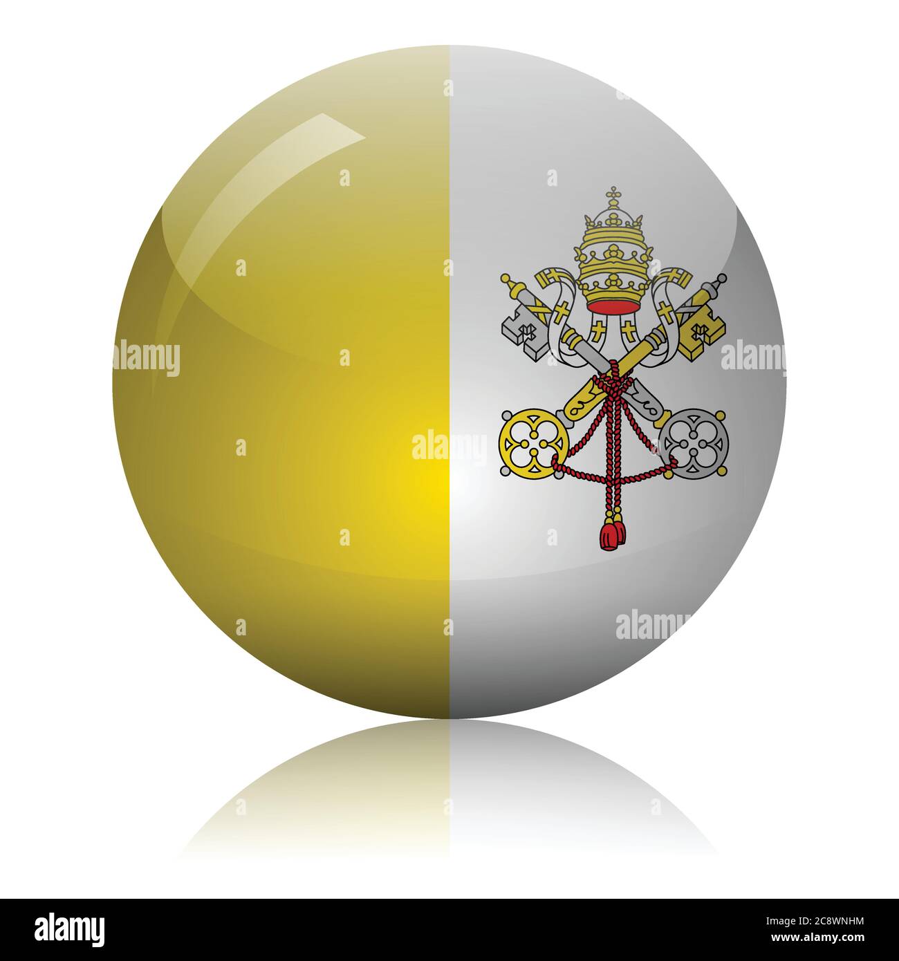 Vatican flag glass ball on light mirror surface vector illustration ...