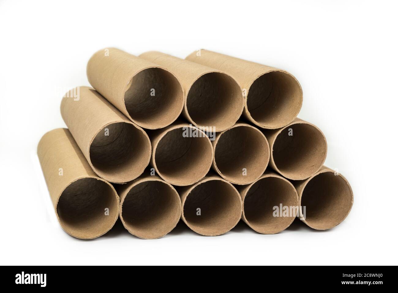 Long paper rolls on a white background. Conceptual and environmental ...