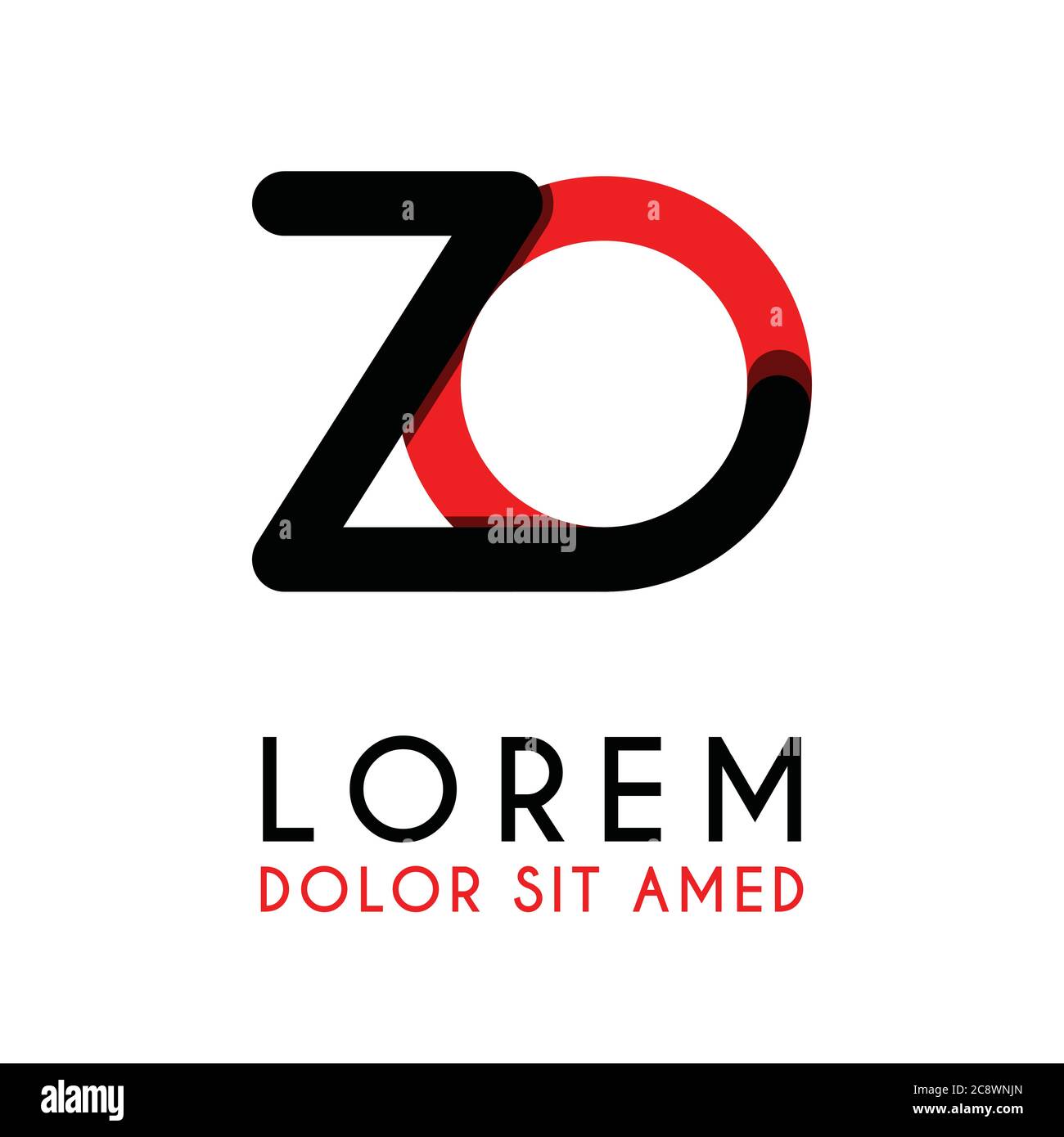 initial Letter ZO with red Black and has rounded corners Stock Vector ...