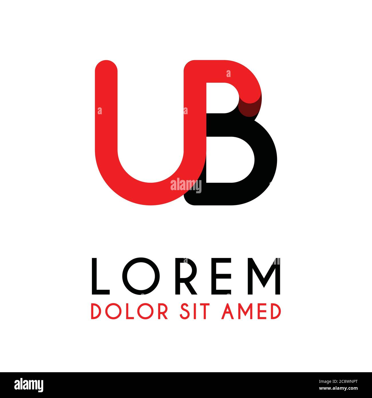 initial Letter UB with red Black and has rounded corners Stock Vector ...