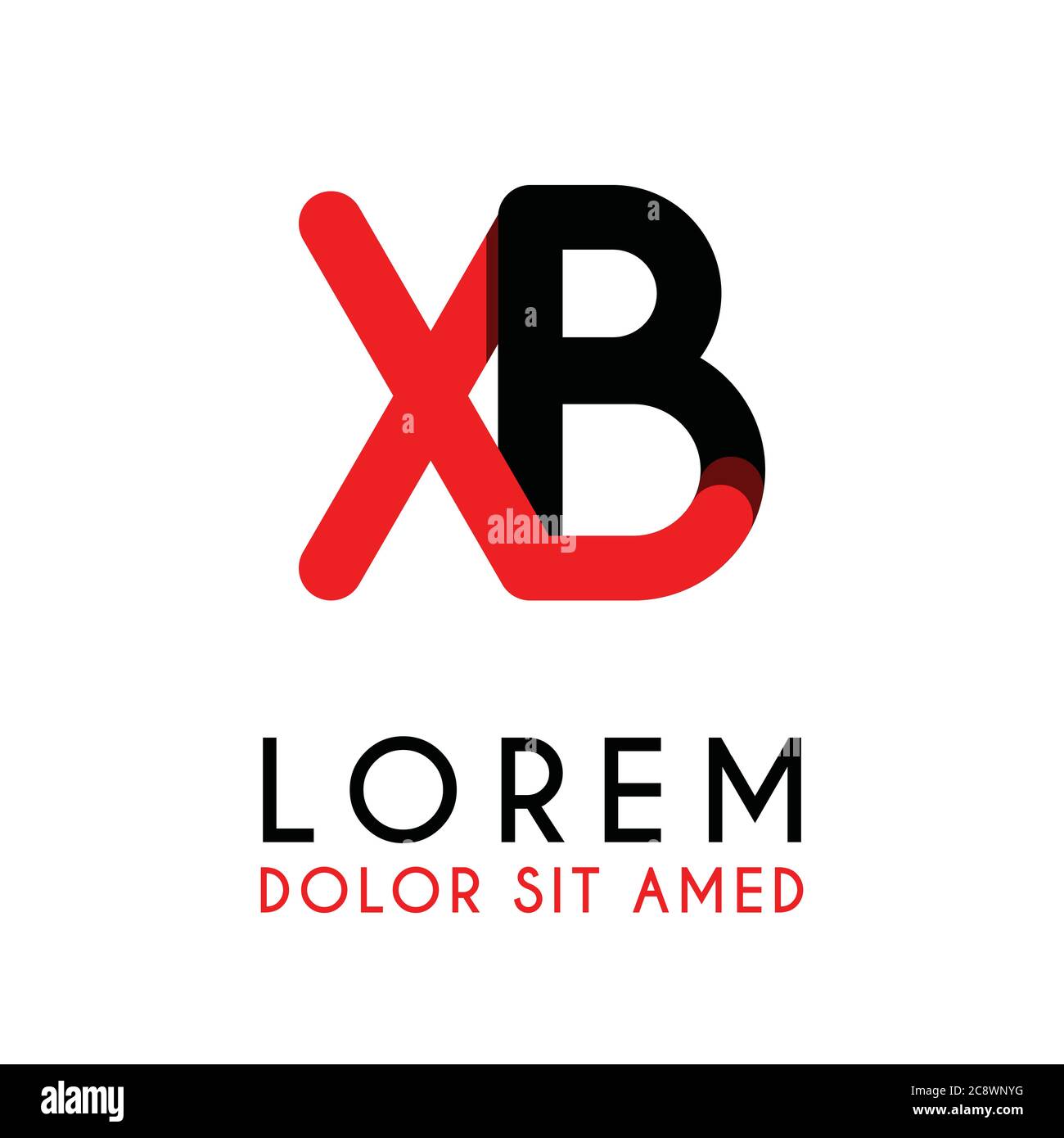initial Letter XB with red Black and has rounded corners Stock Vector ...