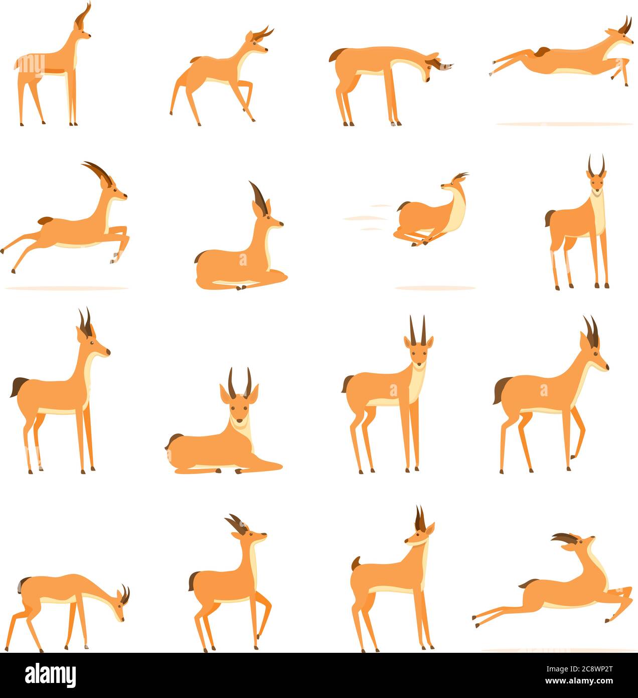 Gazelle icons set. Cartoon set of gazelle vector icons for web design ...