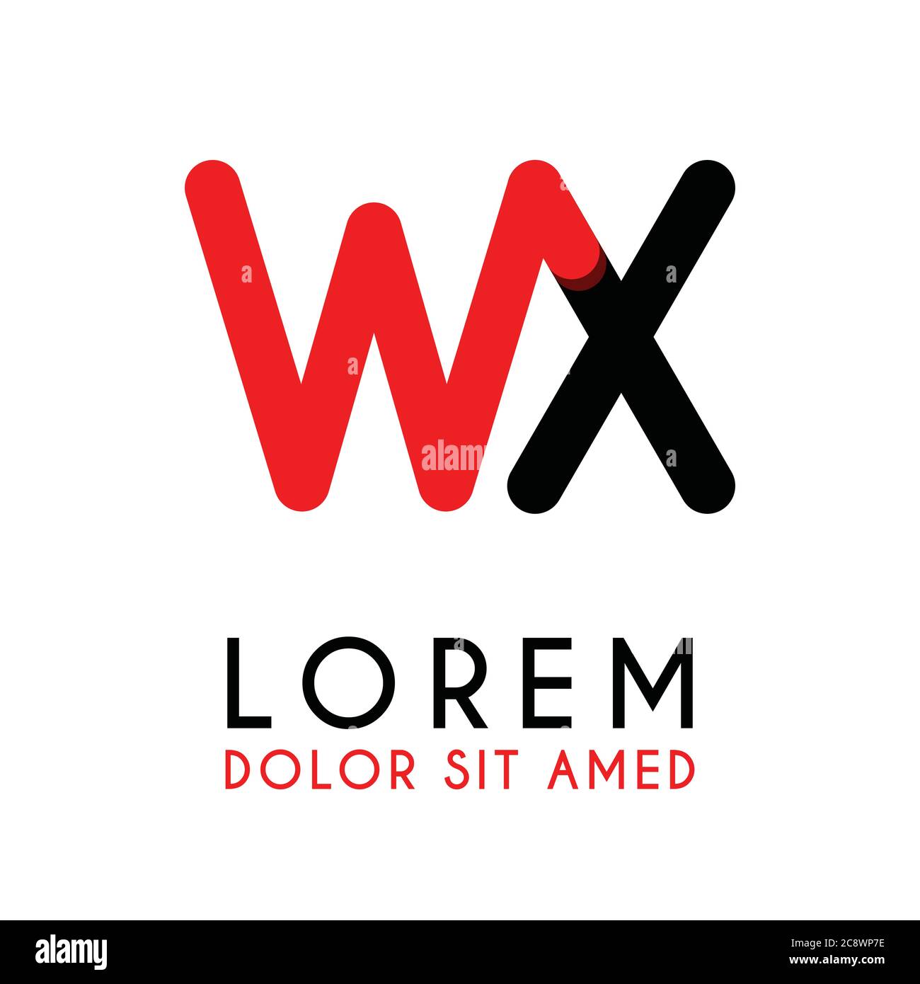 initial Letter WX with red Black and has rounded corners Stock Vector ...