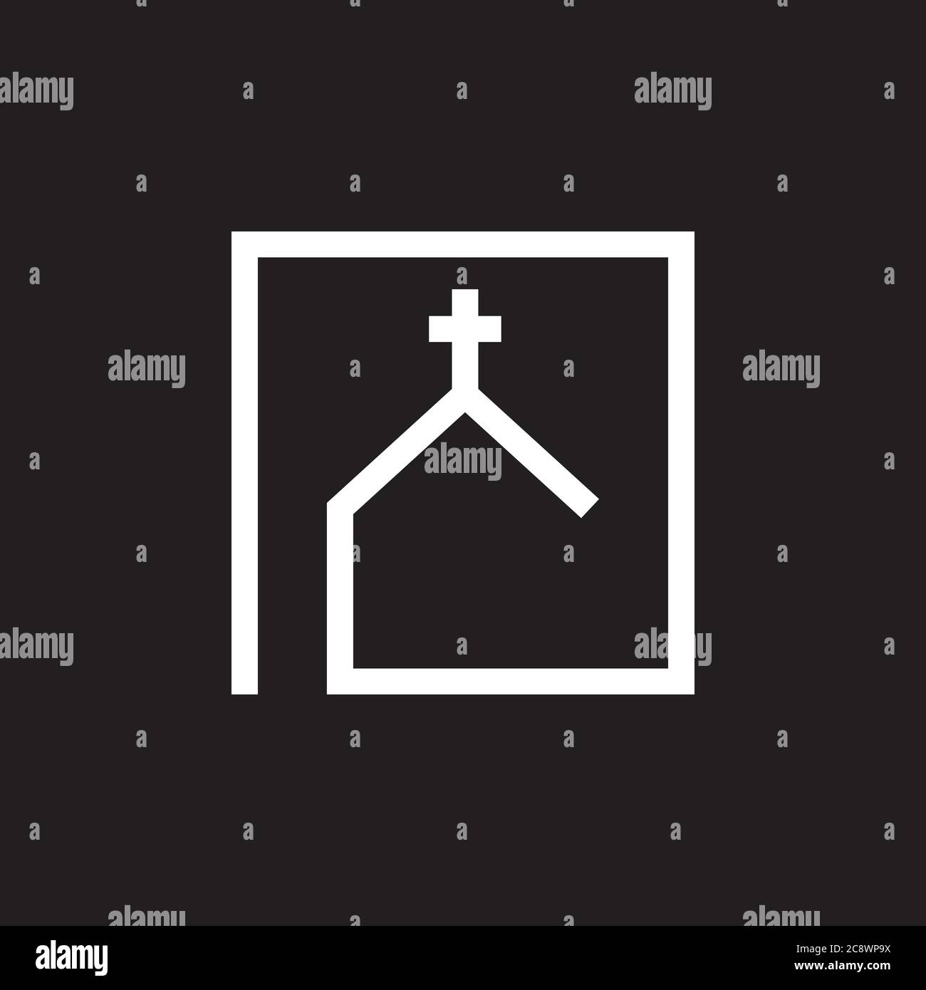 Church vector icons of religious christianity signs and symbols Stock ...