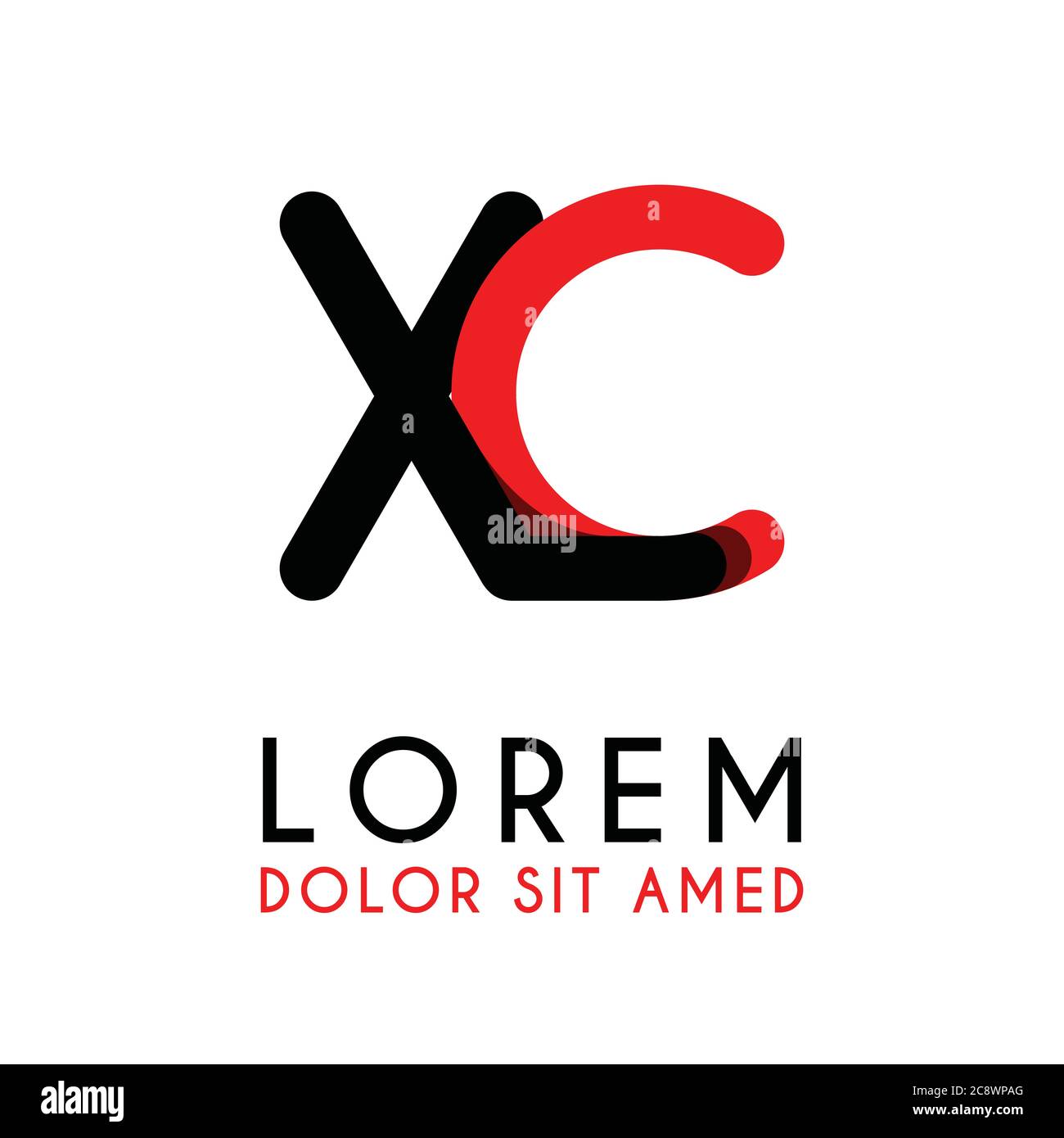 initial Letter XC with red Black and has rounded corners Stock Vector ...