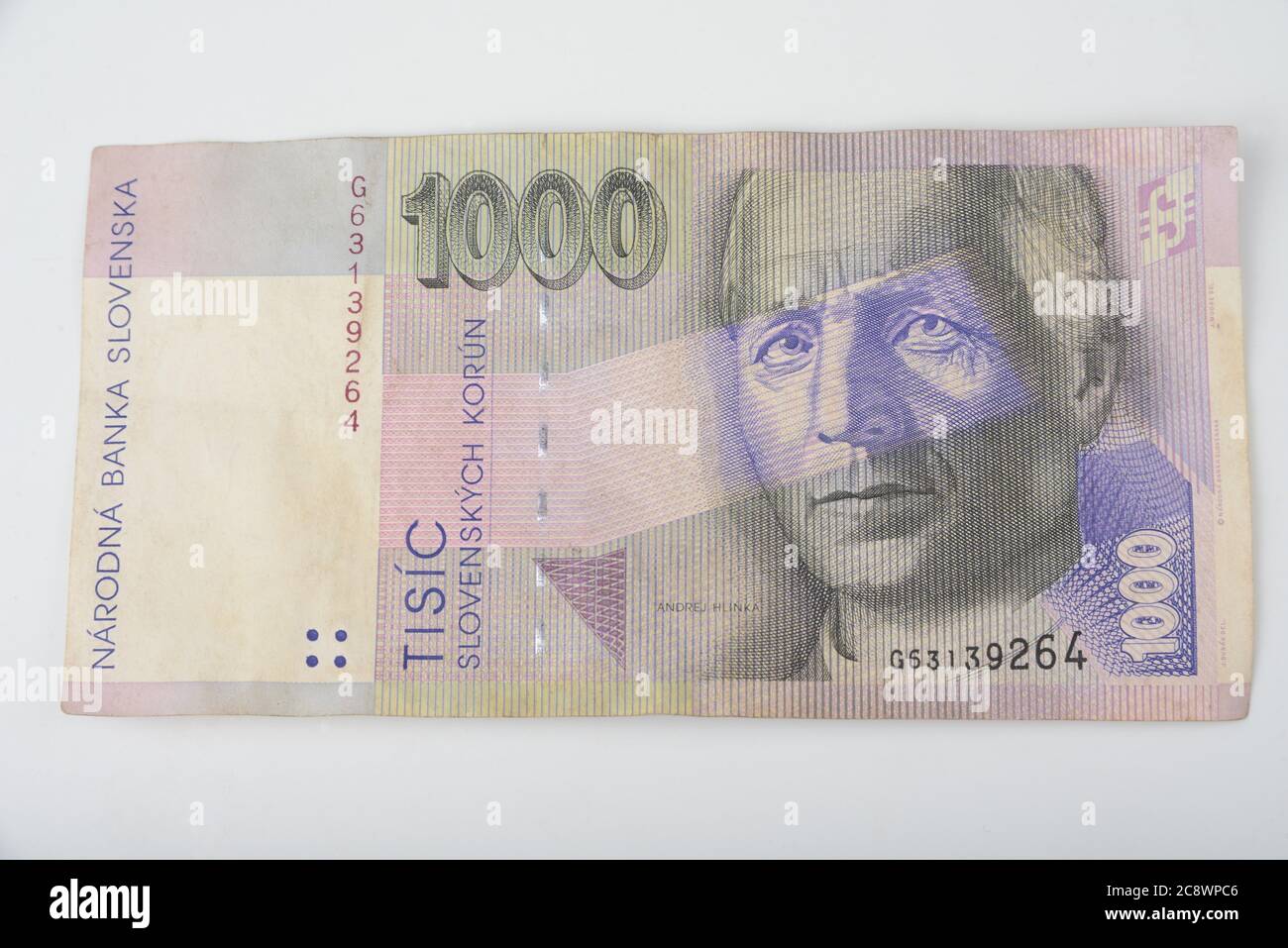 Old slovak crowns money on a white background Stock Photo - Alamy