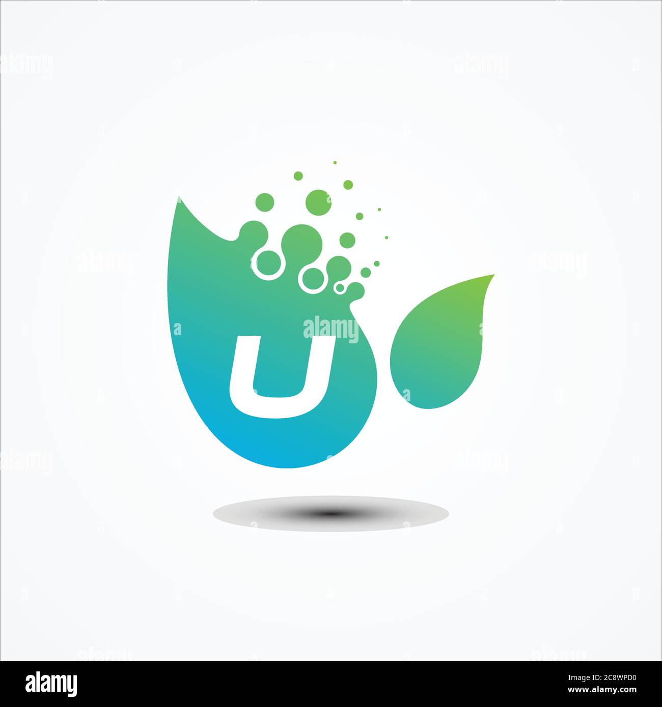Leaf vector design with U letter symbol design minimalist. U letter for ...