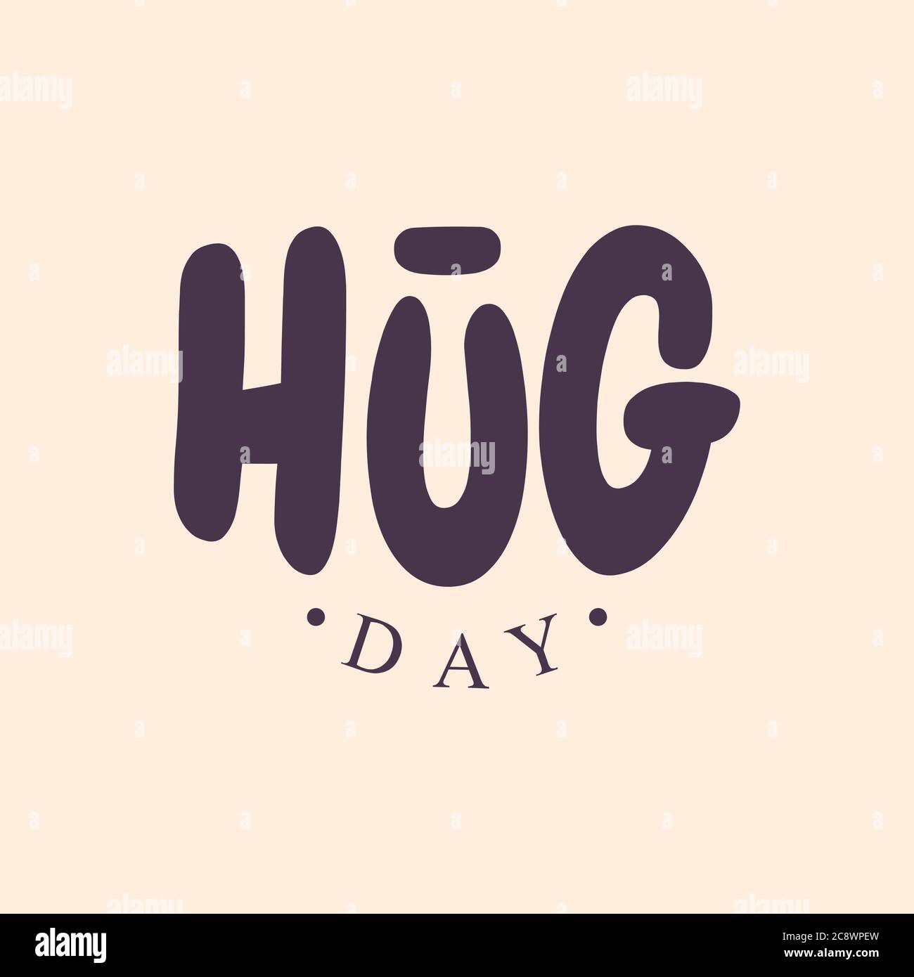 Vector typographic letter Hug Day with abstract hand illustration ...
