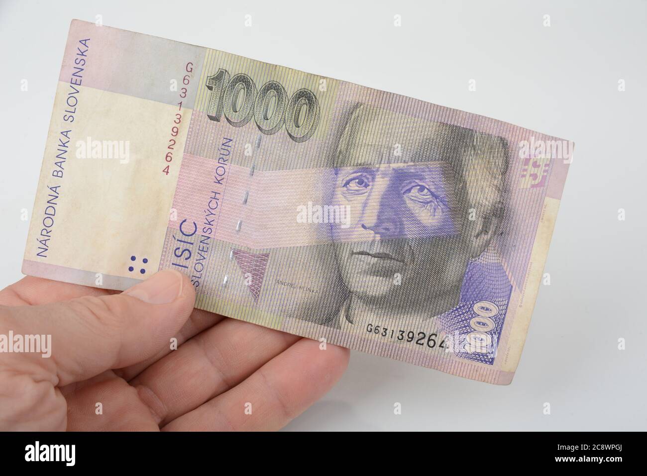 Old slovak crowns money on a white background Stock Photo - Alamy