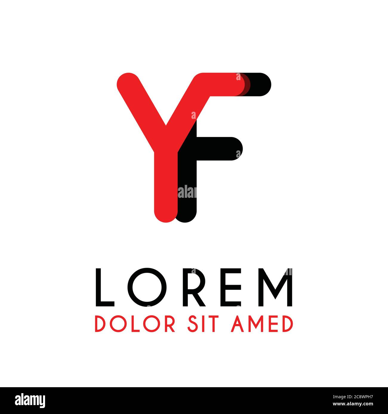 initial Letter YF with red Black and has rounded corners Stock Vector ...