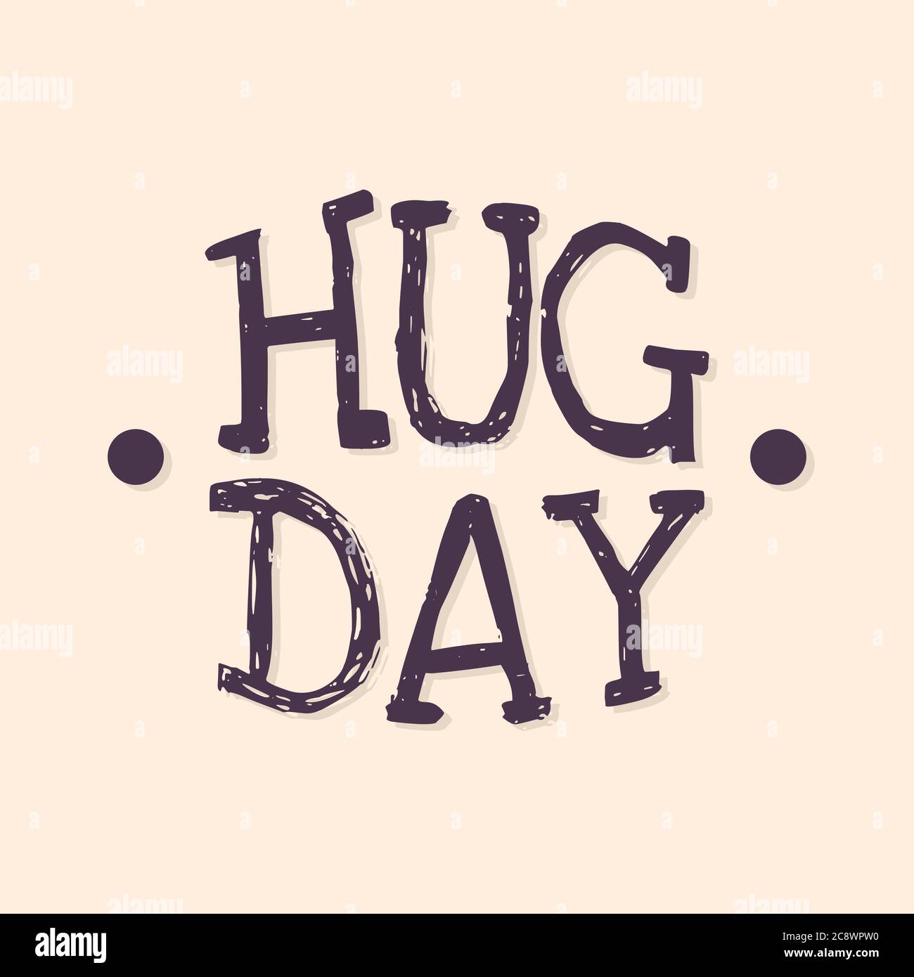 Vector typographic letter Hug Day with abstract hand illustration ...