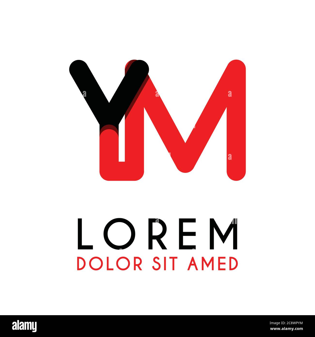 initial Letter YM with red Black and has rounded corners Stock Vector ...