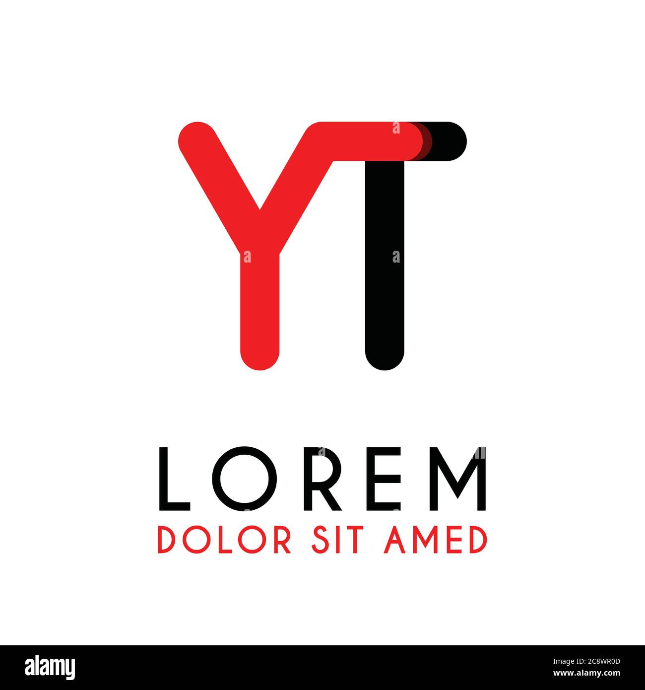initial Letter YT with red Black and has rounded corners Stock Vector ...