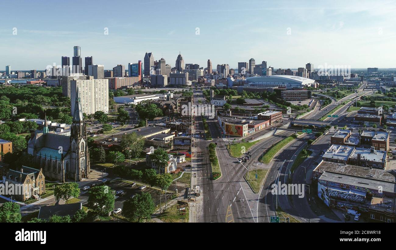 Detroity City Skyline with Gratiot Avenue Stock Photo - Alamy
