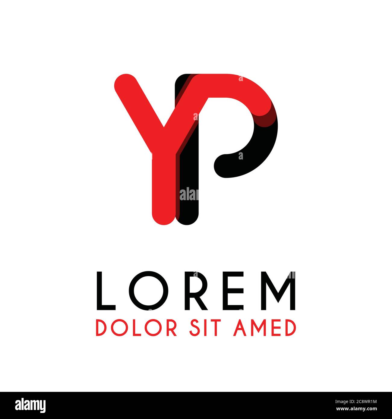 initial Letter YP with red Black and has rounded corners Stock Vector ...