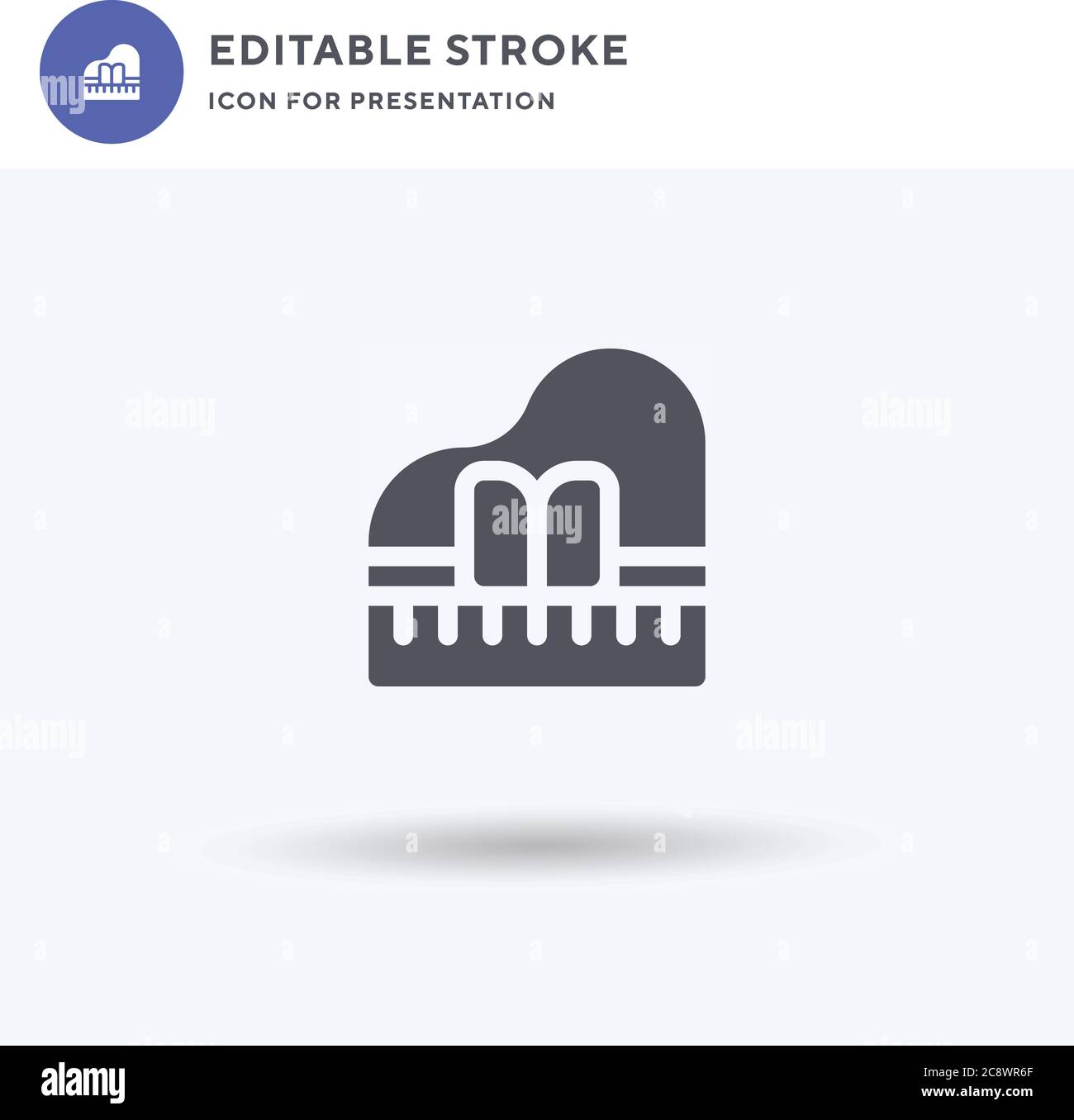 Piano icon vector, filled flat sign, solid pictogram isolated on white ...